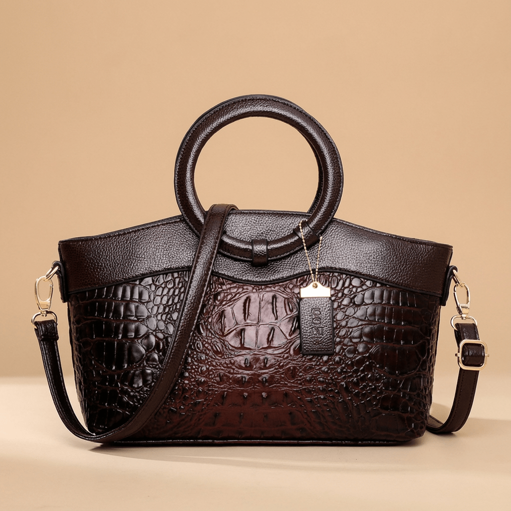 CASSIANE | Sac à main structuré classique effet croco – Ava & Lila